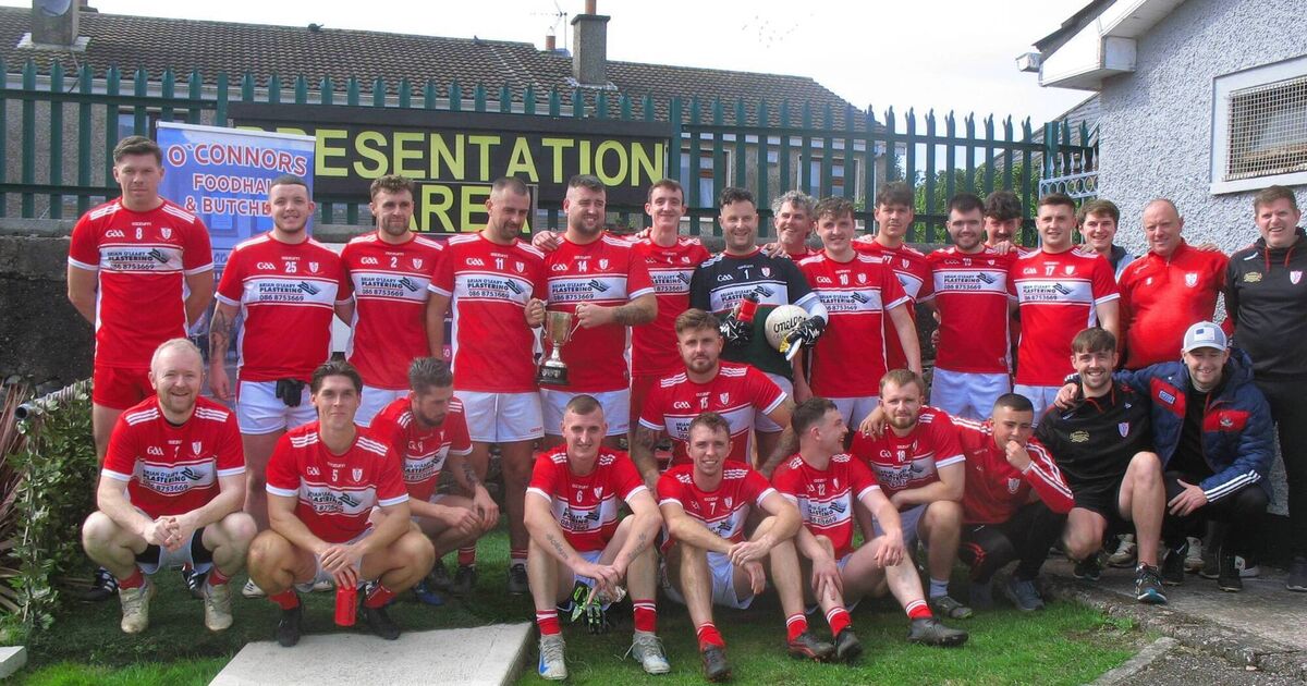 Lough Rovers footballers lift Flor McCarthy Cup against Ballinure at ...